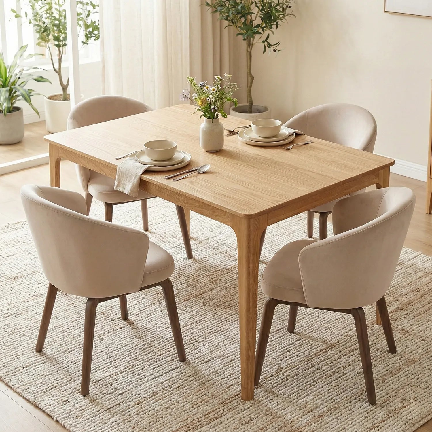 Bramble Scandinavian Oak Effect 4-6 Seater Rectangle Wooden Dining ...